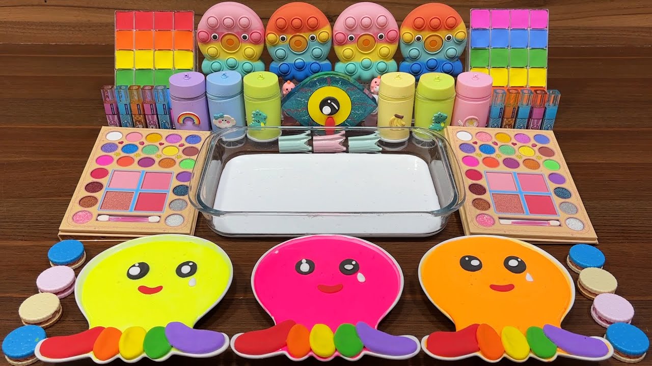 RAINBOW OCTOPUS I Mixing random into Glossy Slime Slime I Satisfying ...
