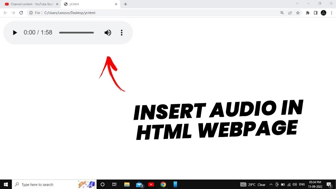 Insert Audio in HTML webpage - Audio in HTML - YouTube