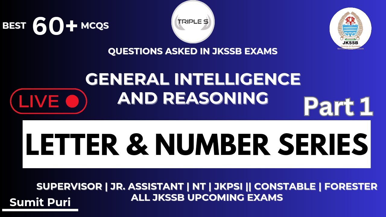Letter & Number Series : Questions asked by JKSSB || Best 60+ MCQs ...