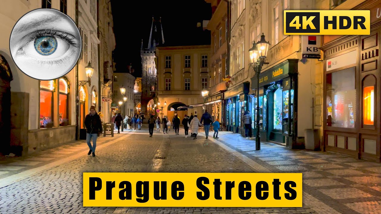 Prague night street walking tour in Old Town 🇨🇿 Czech Republic 4k HDR ...