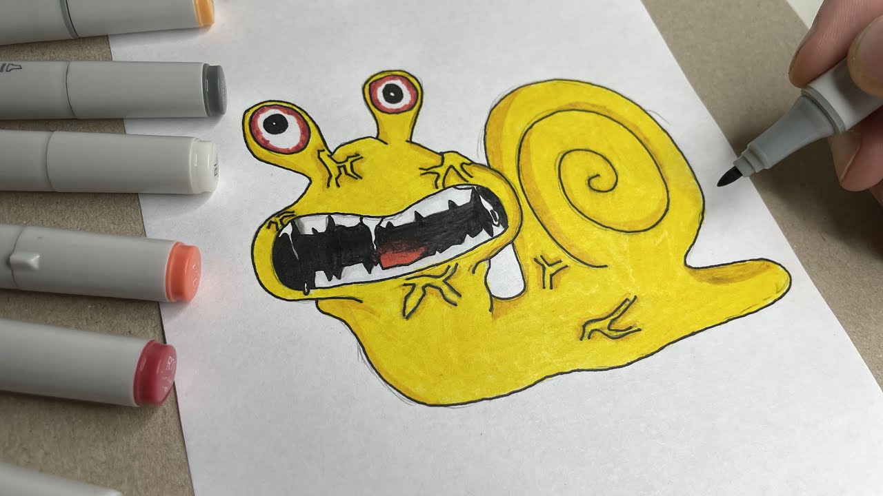 How to draw monster Snail Mail from Garten of Banban 2 Very Easy - YouTube
