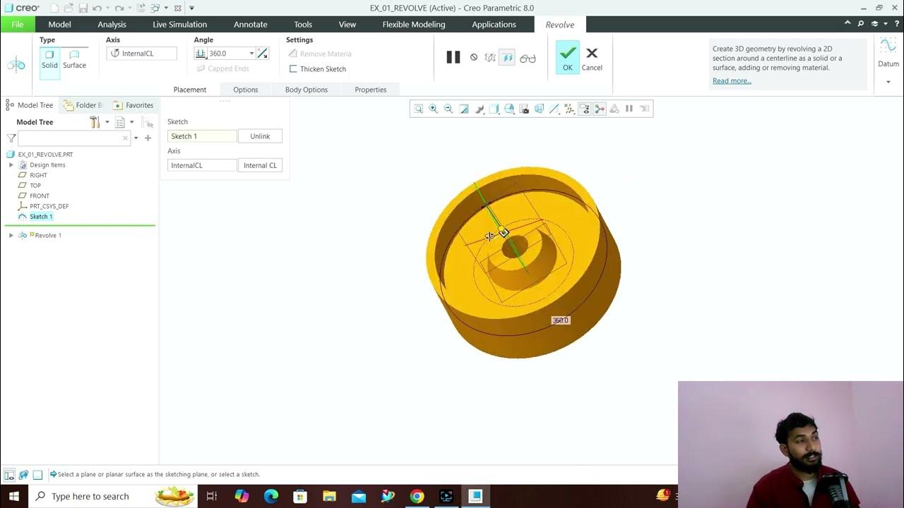 EX1 CREO Parametric-Basic Modeling - YouTube