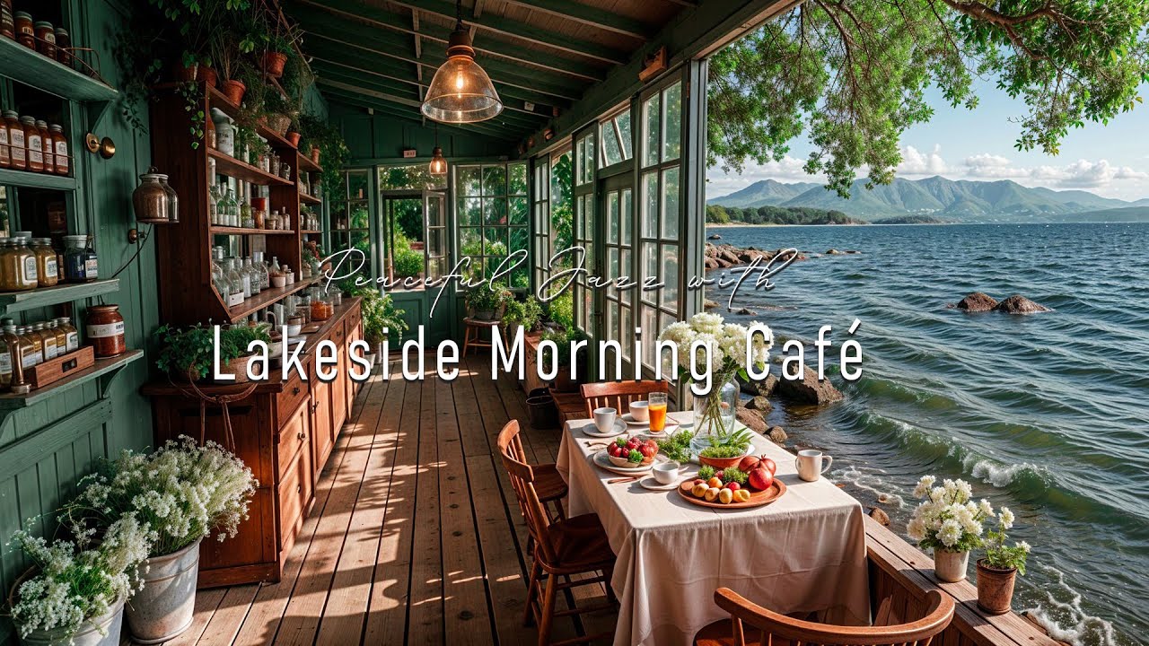 Lakeside Morning Café With Cozy Jazz Melody | Peaceful Jazz For Summer ...