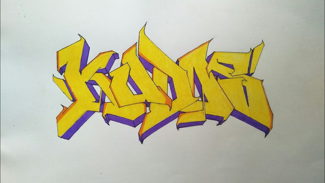 Menggambar Graffiti Simpel #55 | KUDOS - YouTube