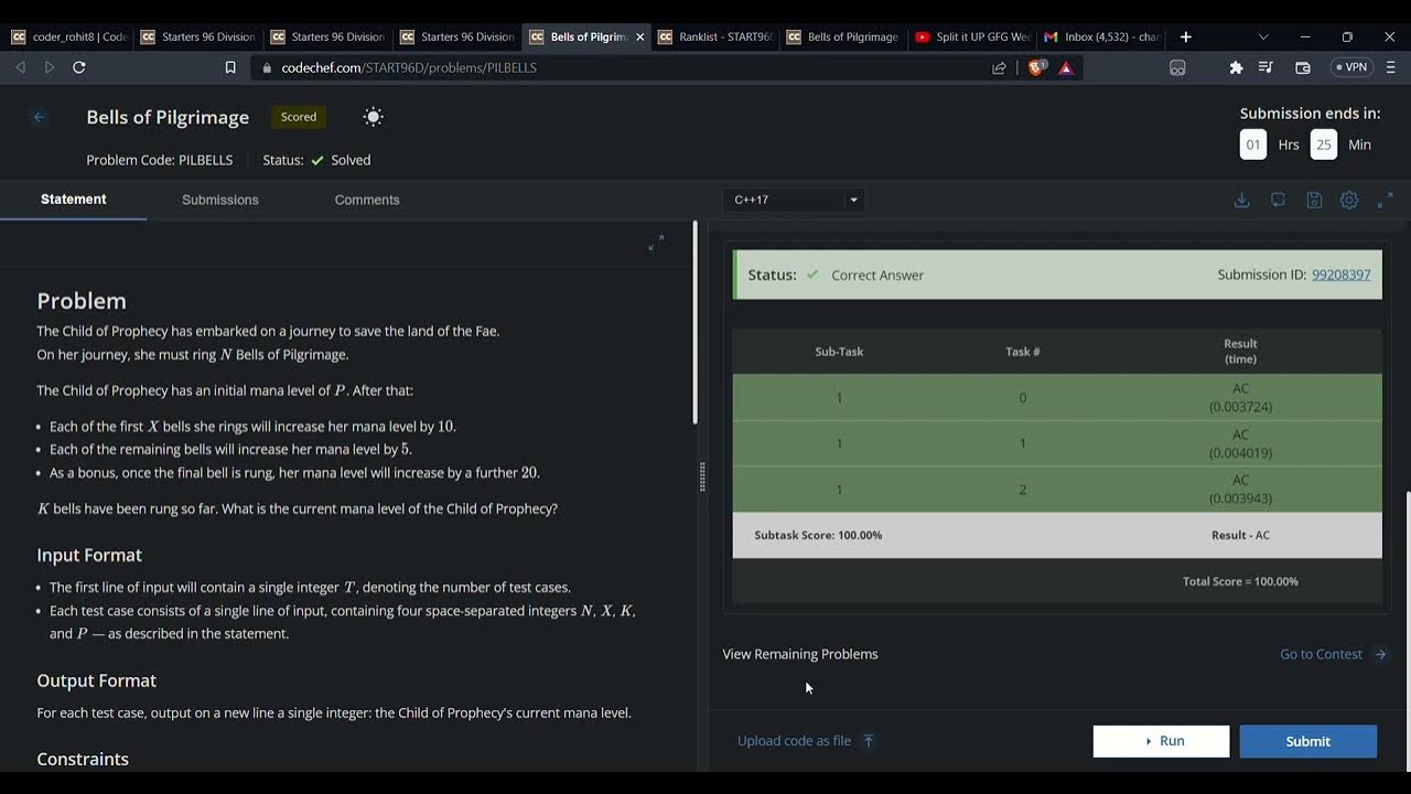 Bells of Pilgrimage CodeChef Starters 96 Solution Join Link From Comments - YouTube