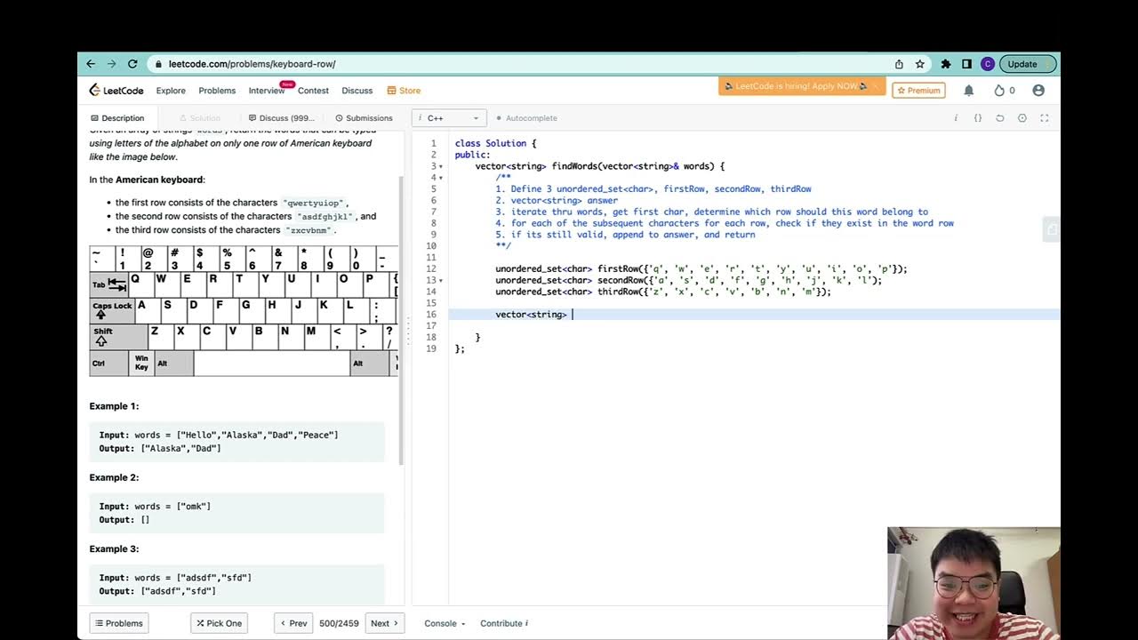 Leetcode C Keyboard Row Easy Linear Single Pointer Youtube