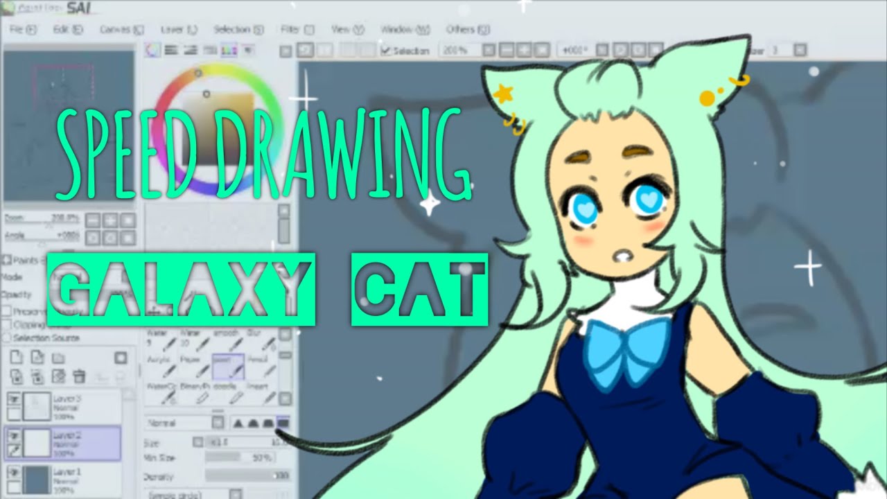 Speed Drawing // Galaxy Cat - YouTube