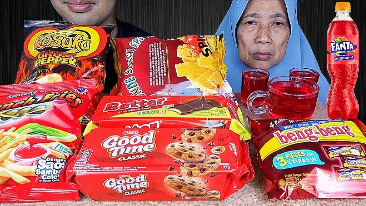 MUKBANG MAKANAN SERBA MERAH 🔥 KUSUKA GHOST PEPPER | Good Time | French ...