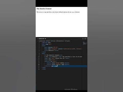HTML datalist element #shortvideo #shorts - YouTube