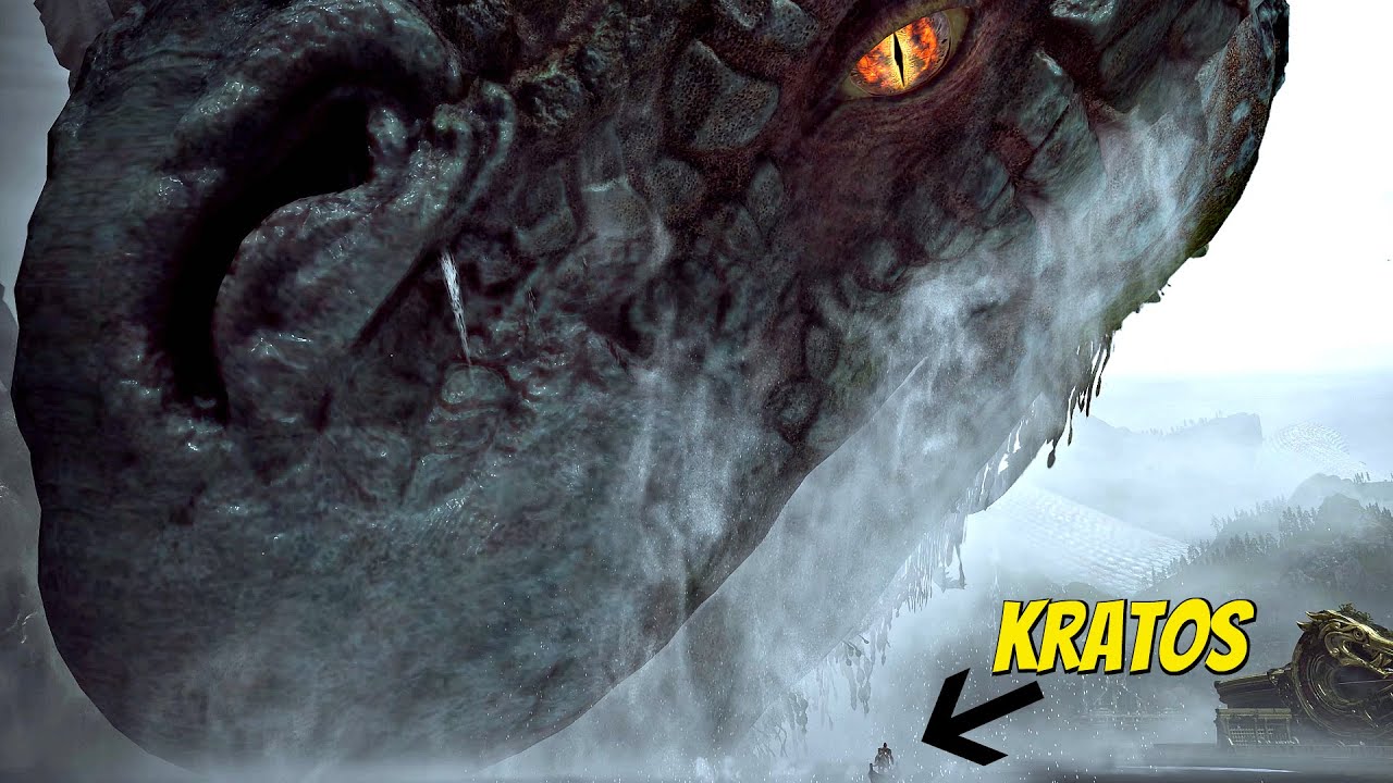 God of War - The Real Size of World Serpent SCENE (Free Camera Mode ...