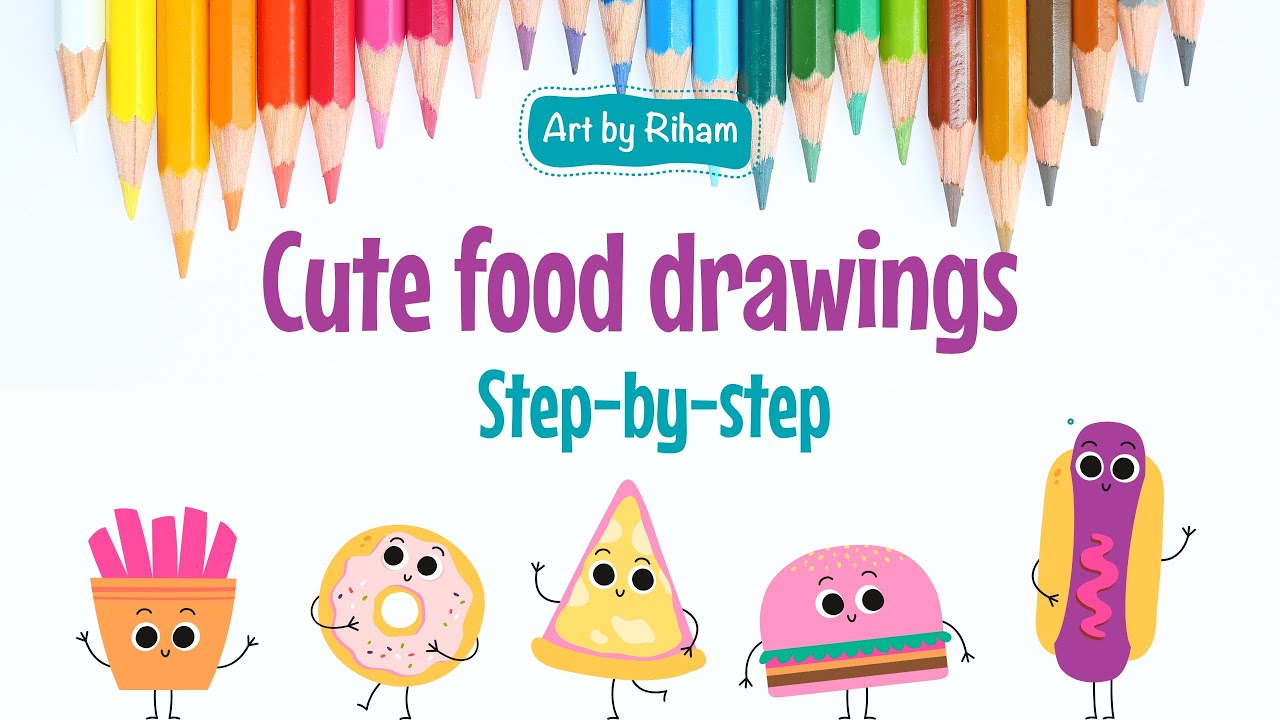 Drawing cute food characters for kids - Easy drawing tutorial for kids ...