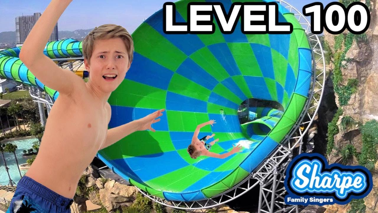 Riding Water Slides from Easy to Insane: Level 1-100 Challenge! - YouTube
