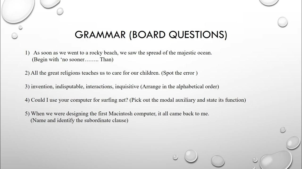 Grammar Board Questions at a glance - YouTube