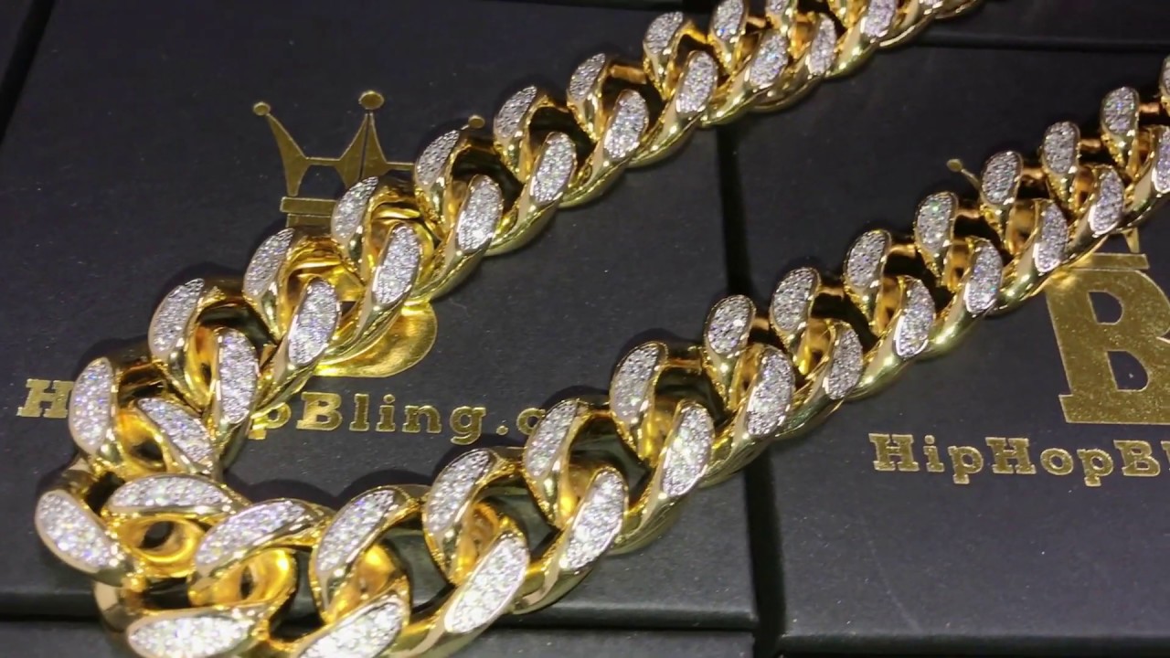 Heavy 19MM Gold Cuban CZ Diamond Chain | Massive Bling Bling Necklace ...