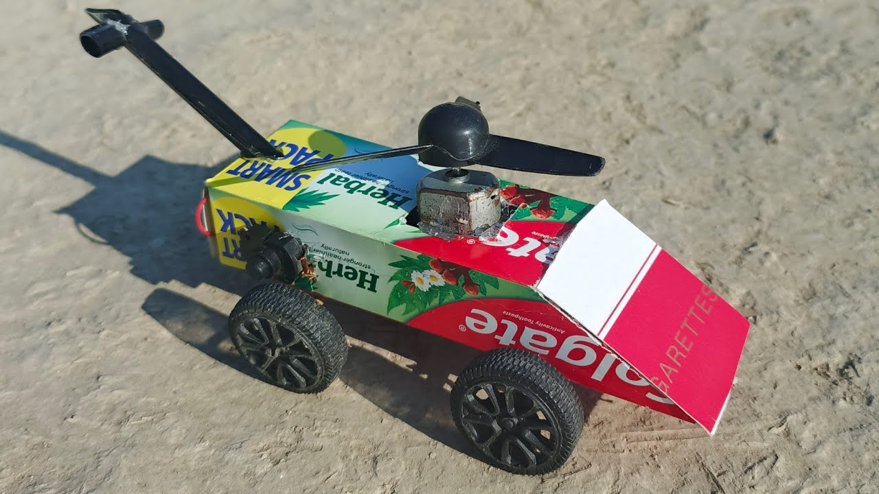 how to make a helicopter car at home | colget box helicopter with dc ...