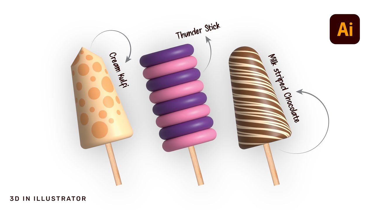 How to make 3D Icecream in Adobe Illustrator | 3D effect Tutorial | Adobe Illustrator - YouTube