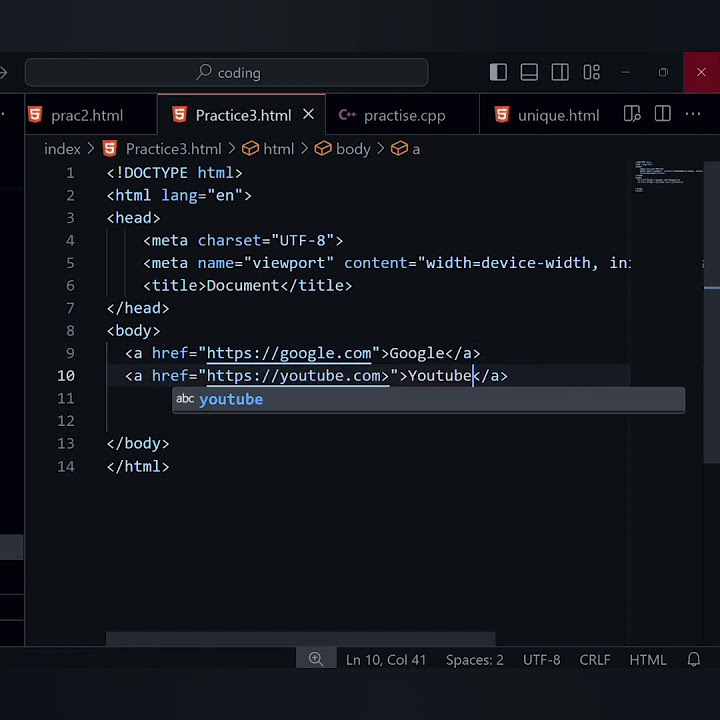 Anchor Element in HTML #coding #html #shorts - YouTube
