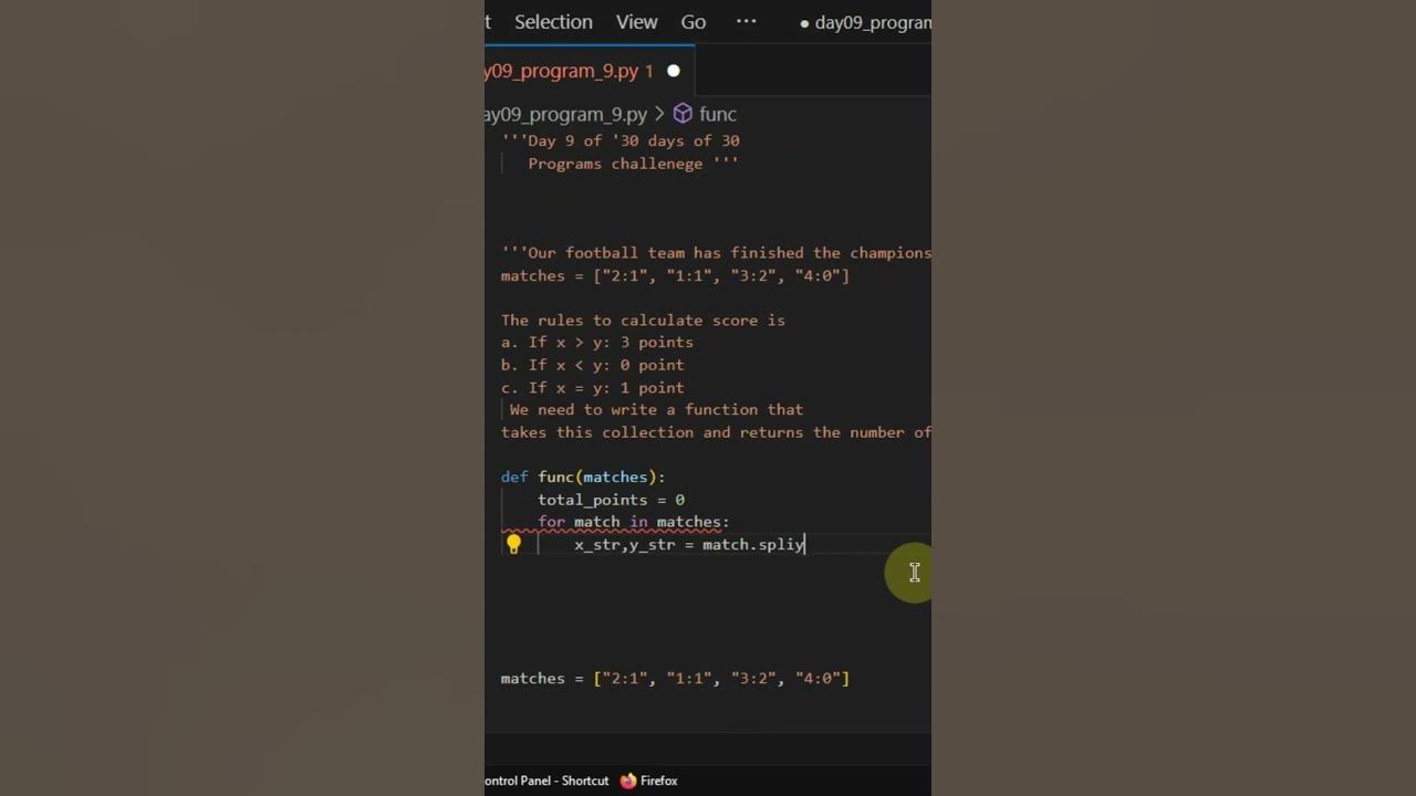 Day 09 - python program to calculate Football team points | # ...