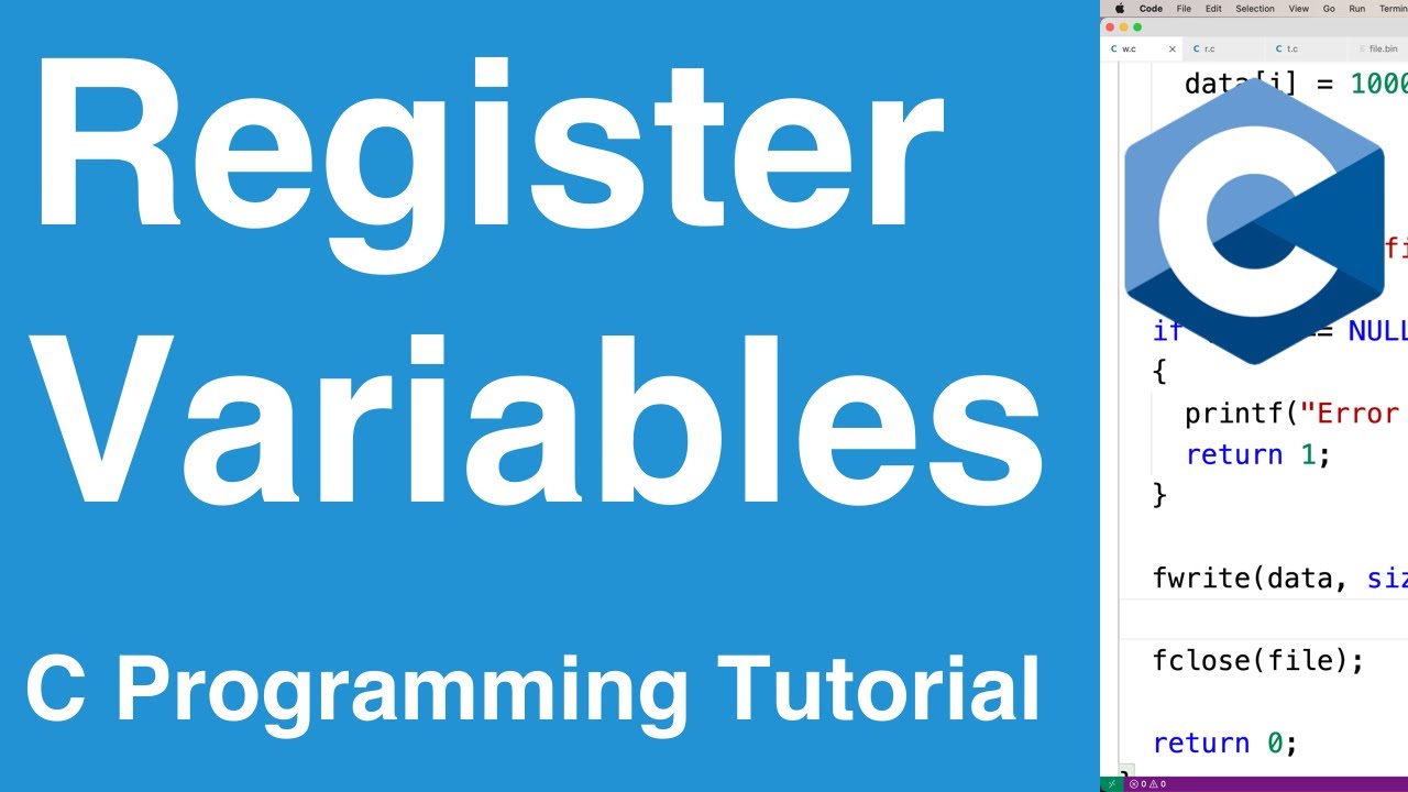 Register Variables C Programming Tutorial Youtube