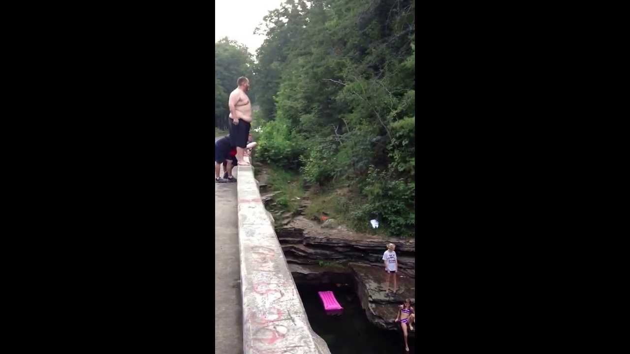 Swan dive off bridge - YouTube