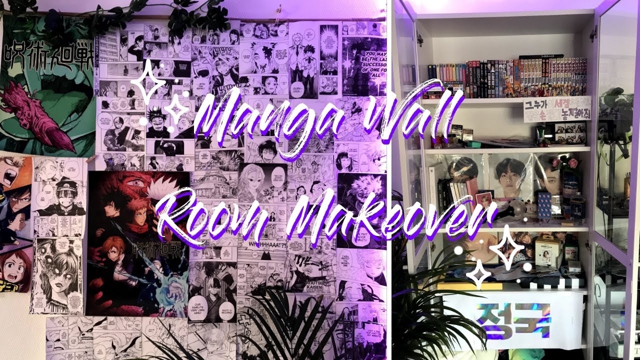 Manga Wall || Room Makeover (without sticking on wall) creation process ...
