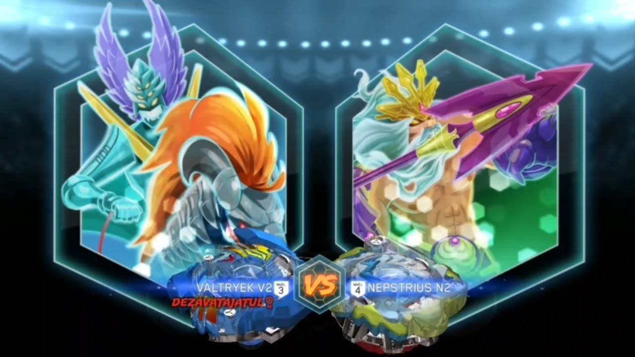 Beyblade burst app~Valt vs Naoki (Valtryek V2 vs Nepstrius N2) - YouTube