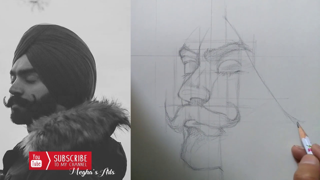 Drawing of Sardar Gurtej Baidwan - YouTube