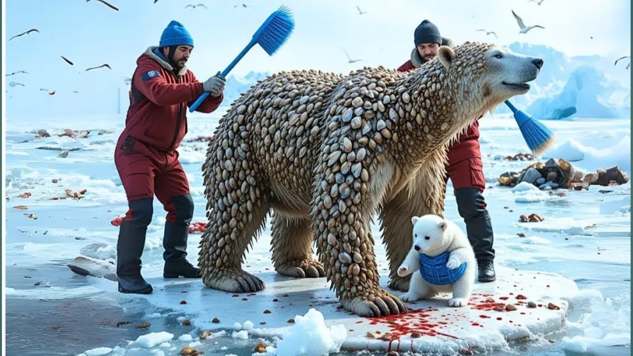 A rescue team saves a polar bear infested with a giant weta \polar bear ...