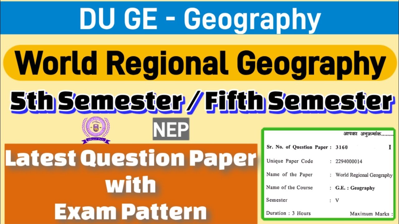 World regional geography ge geography 5th semester previous year ...