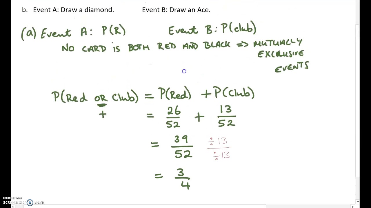 Probability of Mutually Exclusive / Overlapping Events - YouTube