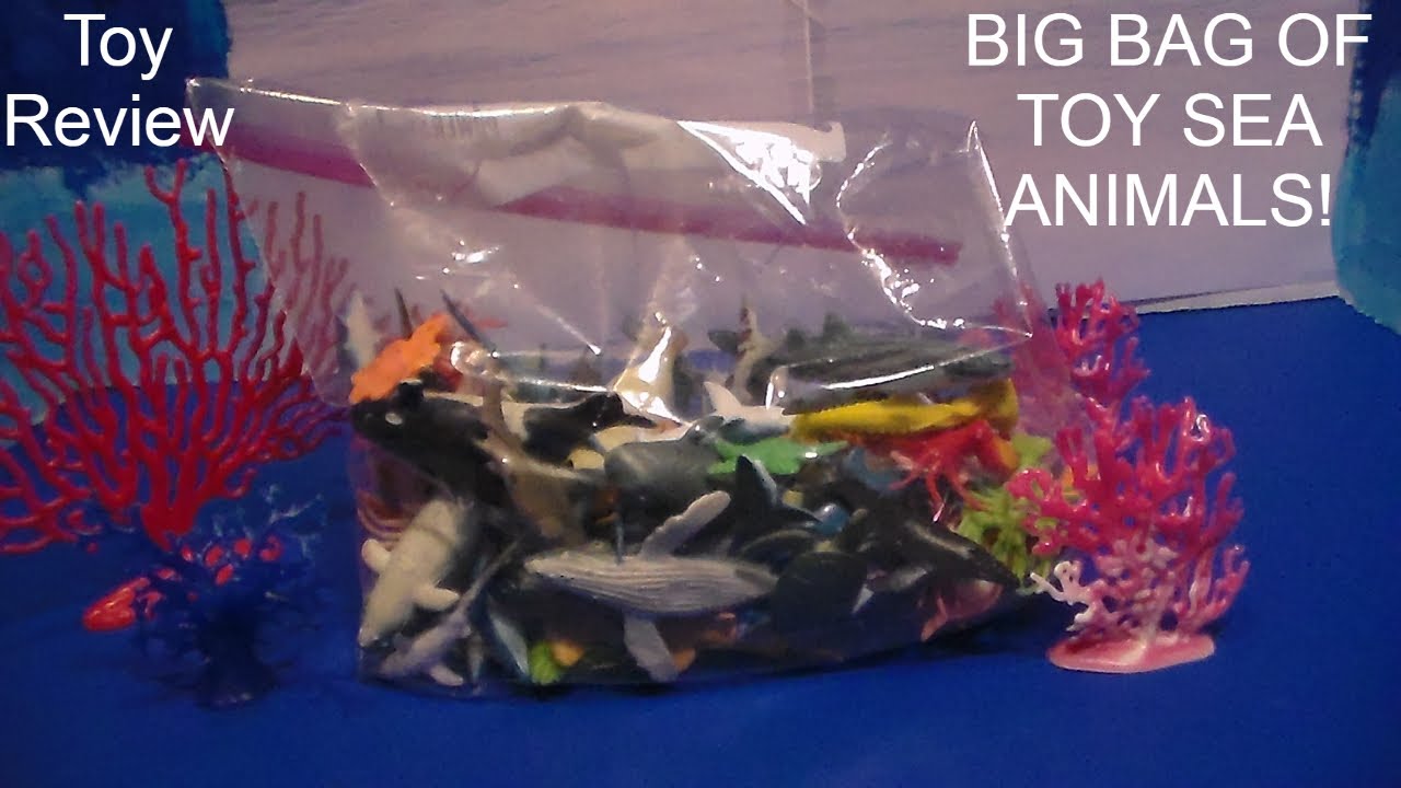 HUGE BAG of MINI TOY OCEAN ANIMALS REVIEW! Squid Shark Fish Sea Horse ...