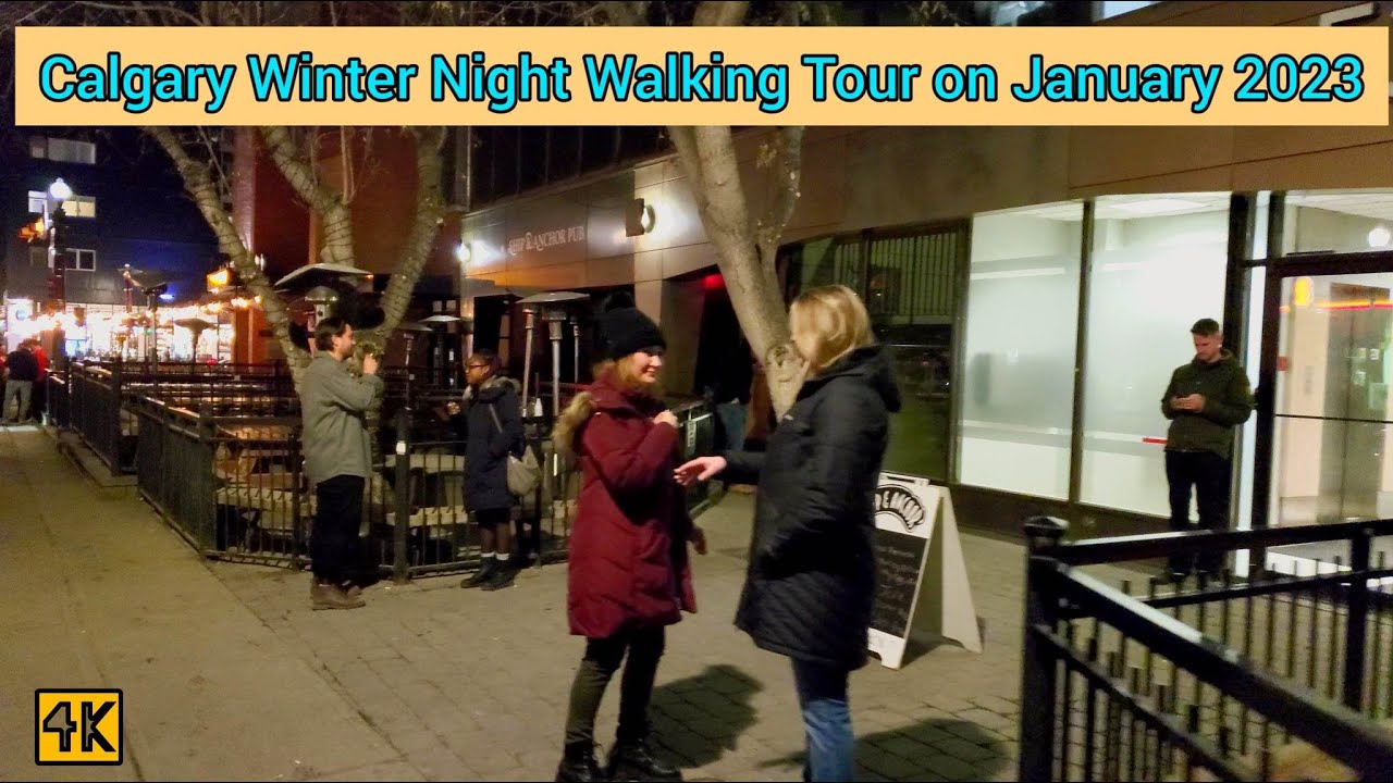 Calgary Winter Night Walking tour in beltline Calgary Alberta Canada on ...