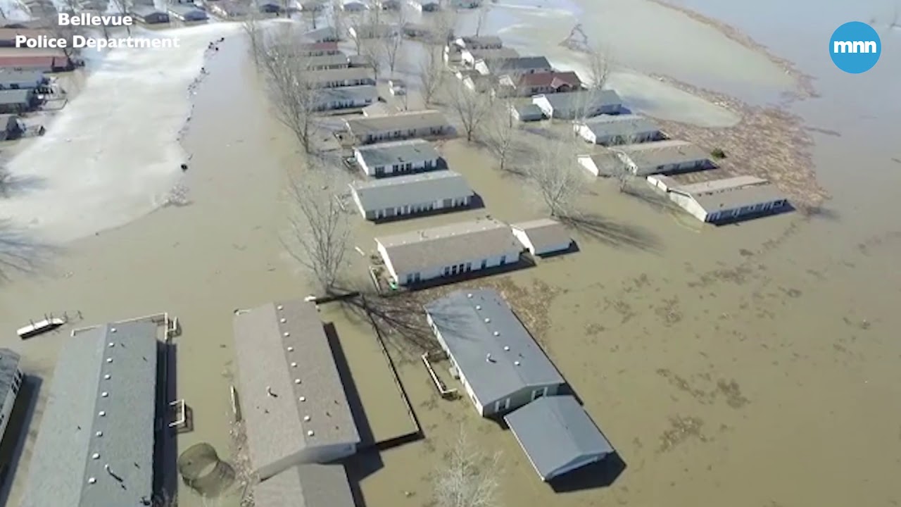 Aerial view of the devastating flooding in Nebraska - YouTube