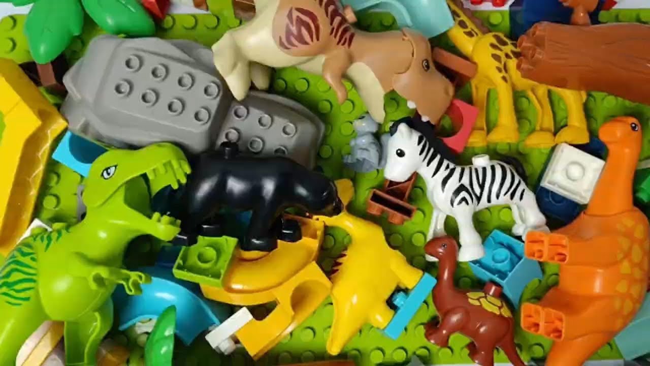 Satisfying Building Blocks Marble Run ASMR ⭐dinosaurs and wilds animals ...
