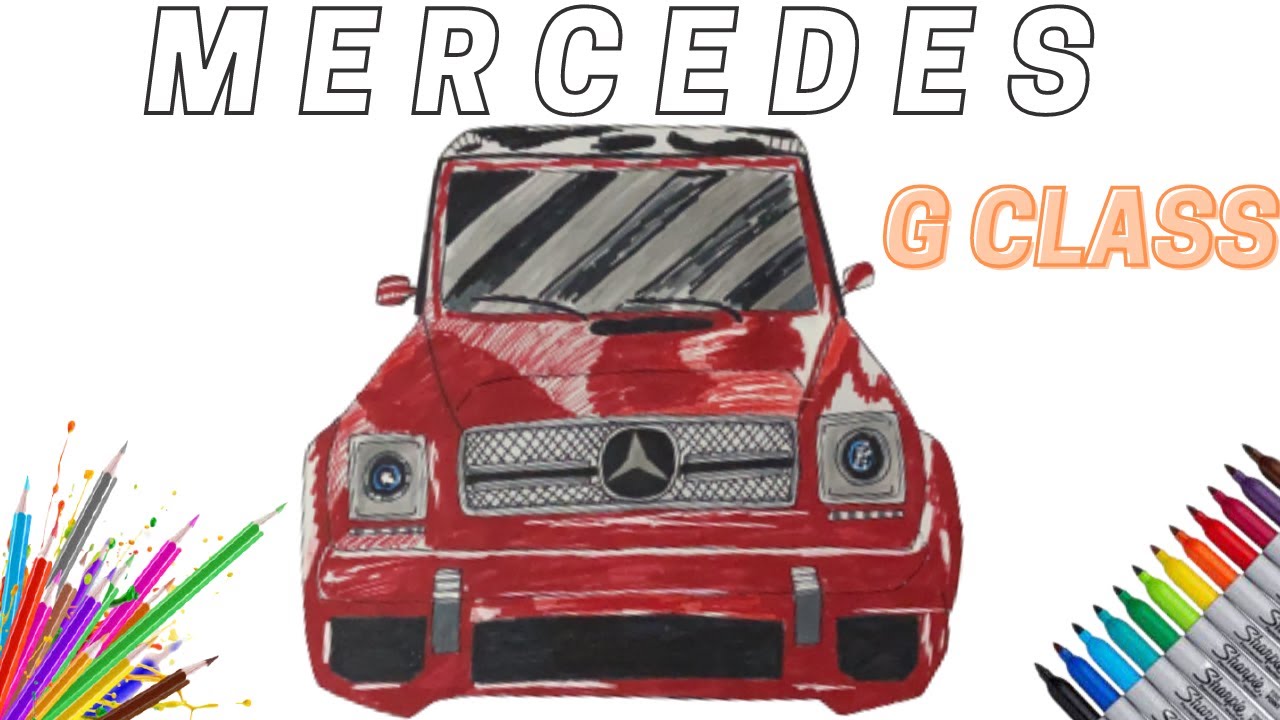 Realistic Car Drawing - Mercedes Benz G CLASS | How to draw Mercedes G ...