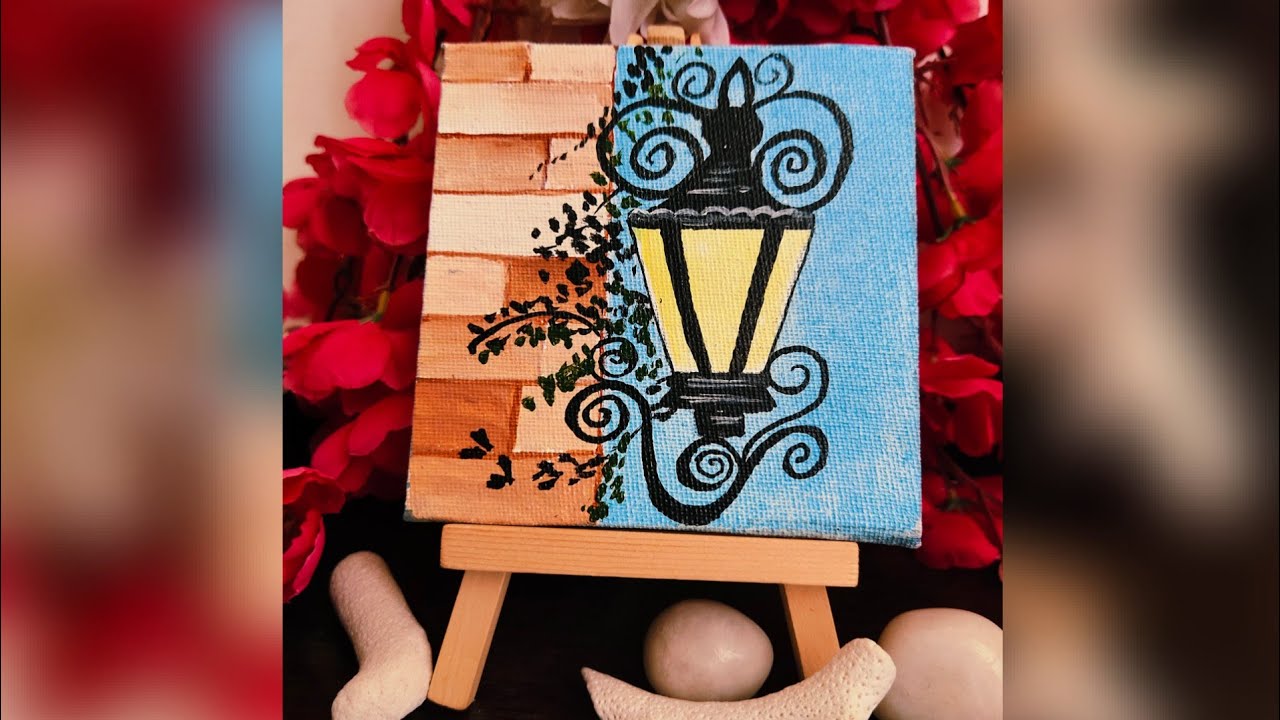 #6 | Mini Canvas Painting | Lamp Art | shiviartandcrafts - YouTube