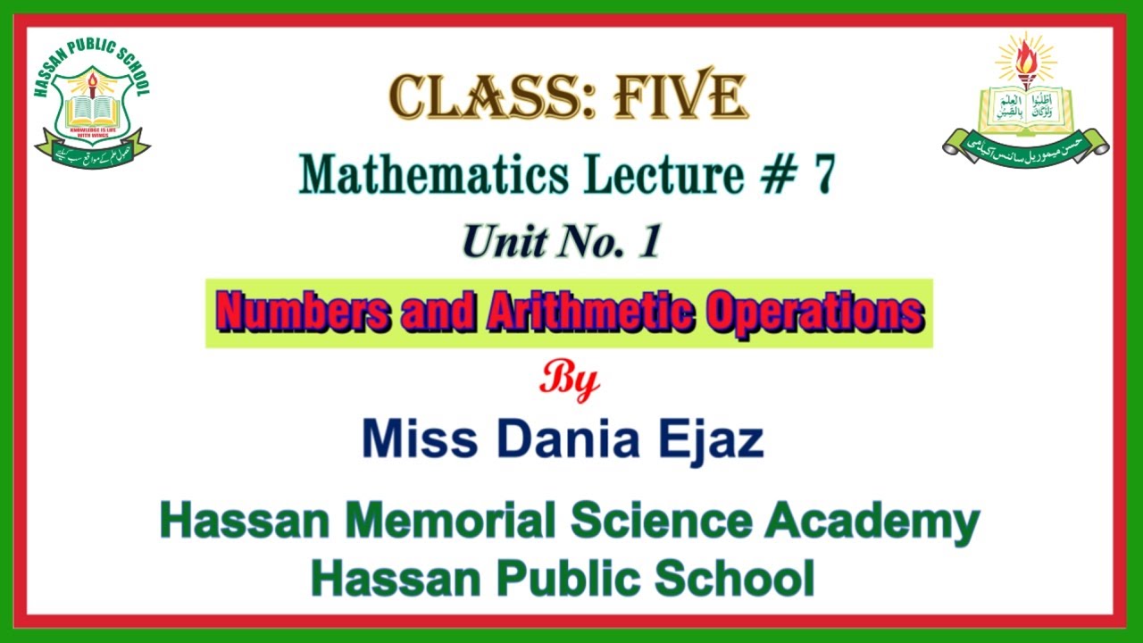 Mathematics Lecture # 7 for Class 'Five' - YouTube