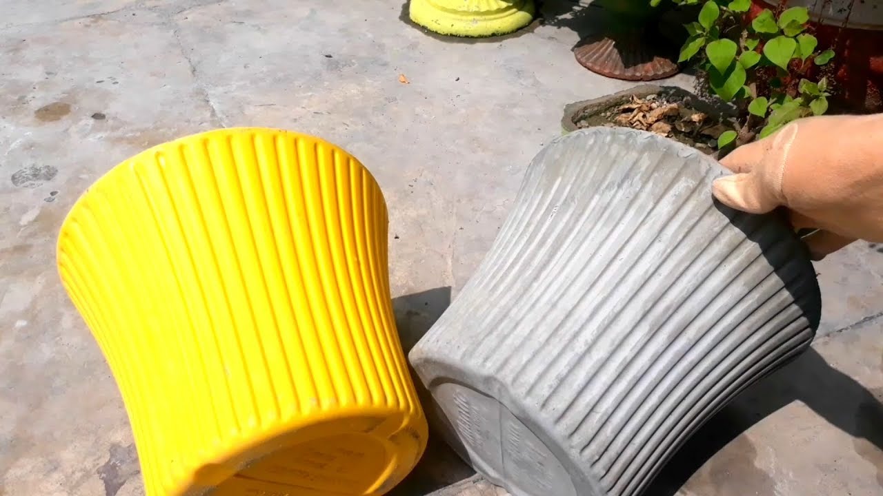 cement pot making at home || DIY cement pot || DIY very easy concrete ...