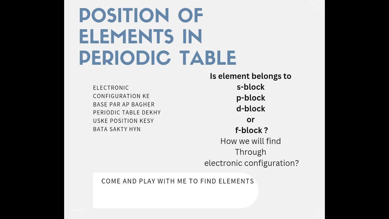 Find the position of elements in periodic table on the basis of ...