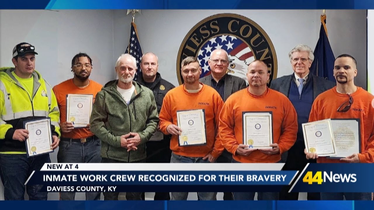 Inmate work crew recognized for their bravery - YouTube