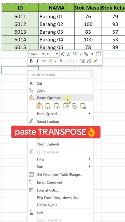 Copy paste Transpose #excel #excelformula #belajarexcel - YouTube
