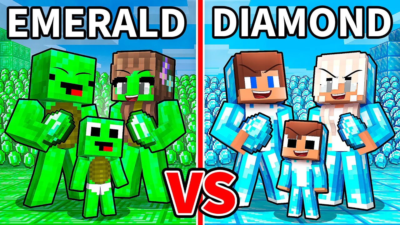 JJ and Mikey: EMERALD vs DIAMOND Family Battle in Minecraft - Maizen ...