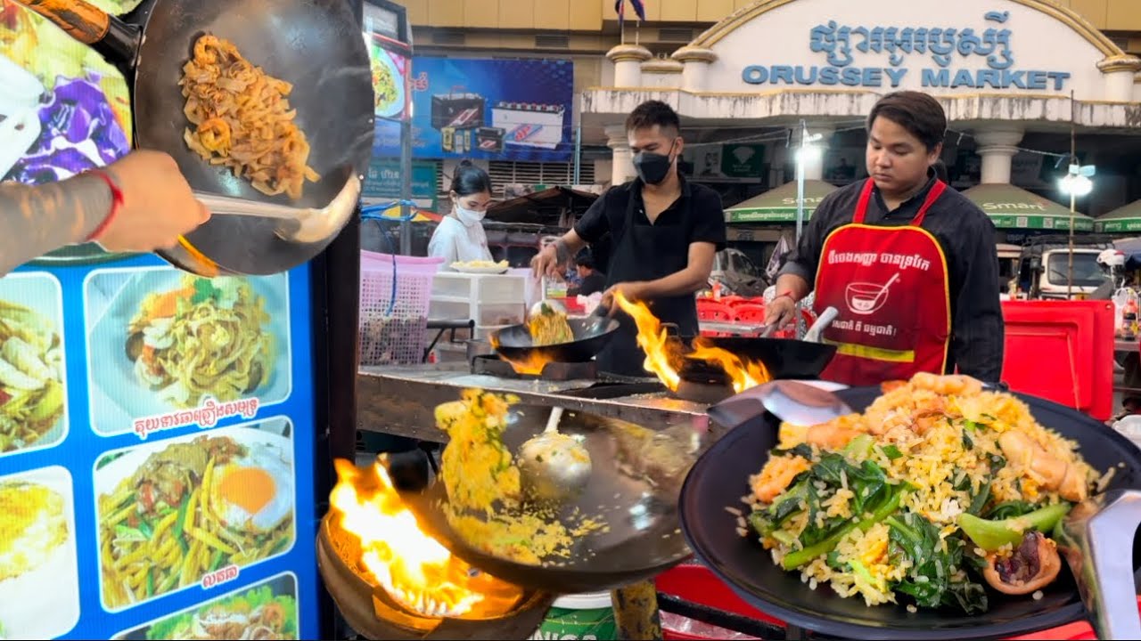 Non-stop cooking! Famous stir fried Rice, Mie Cha, Mie Katang in Orussey market | Street Chef TV ...