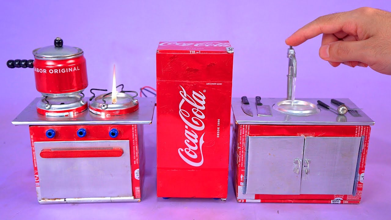 Make an Amazing Mini Kitchen recycling Soda Cans - YouTube