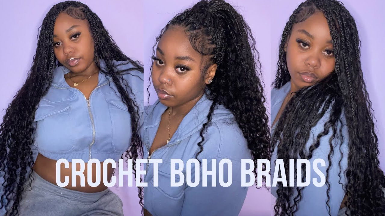 Individual Crochet Boho Braids + Human Hair Curls I NO CORNROWS ...