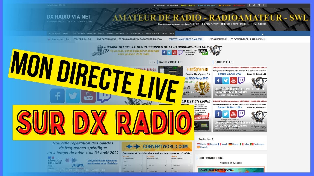 Mon live du 22 avril 2023 sur DX Radio Via Net - YouTube