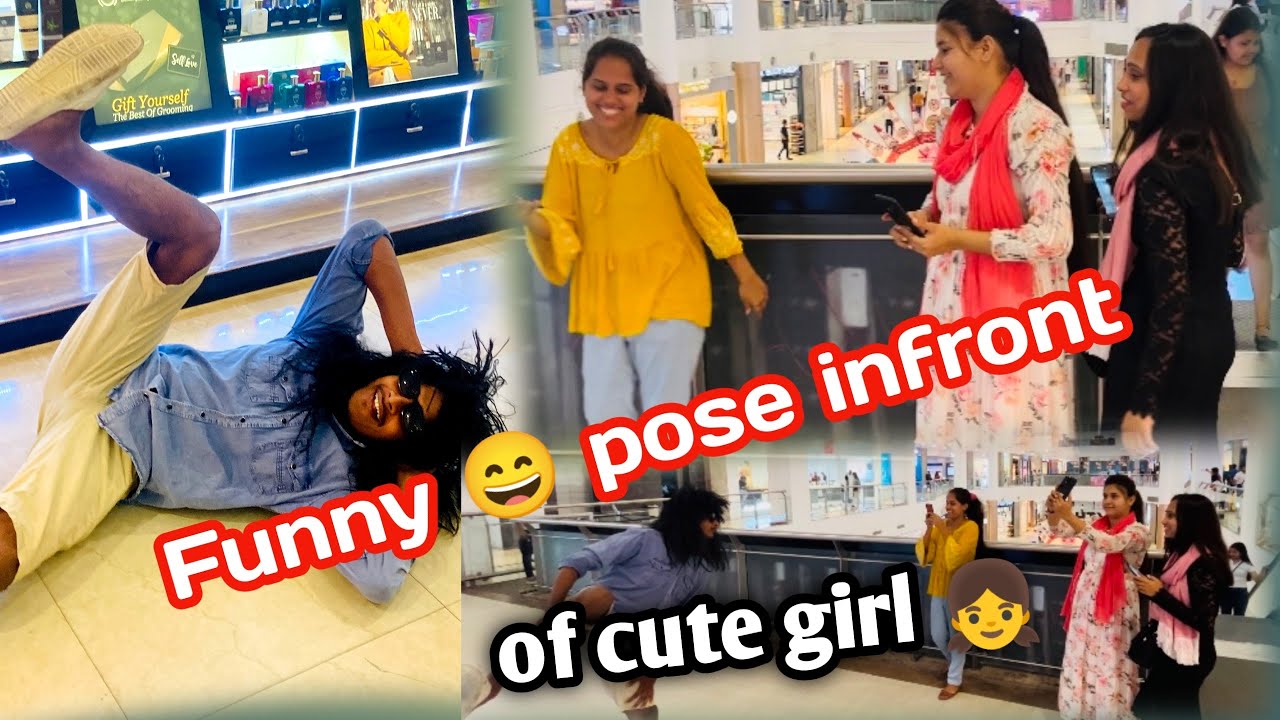 Funny 😄 pose infront of cute 🥰 girls /Op girls reaction - YouTube