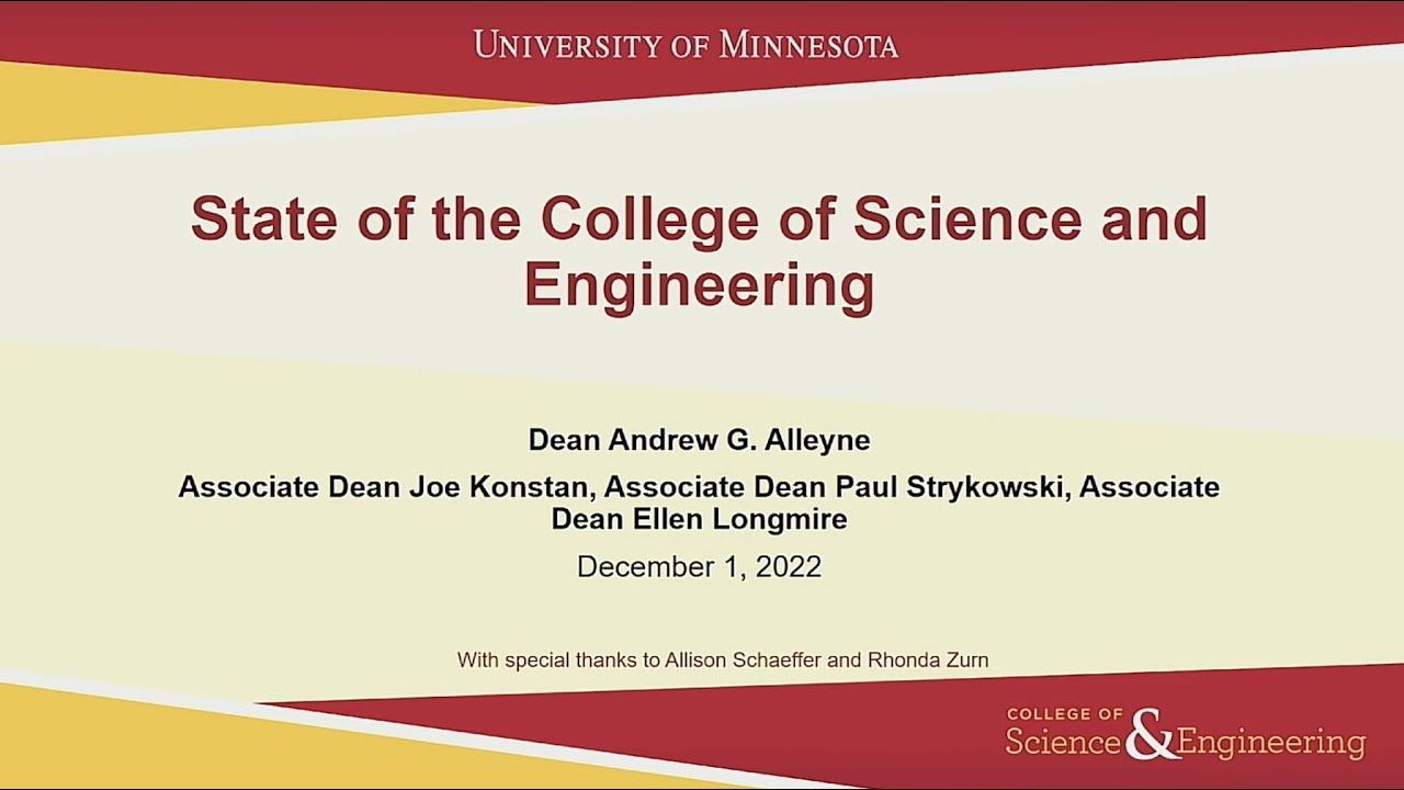 UMN CSE State of the College - Fall 2022 - YouTube