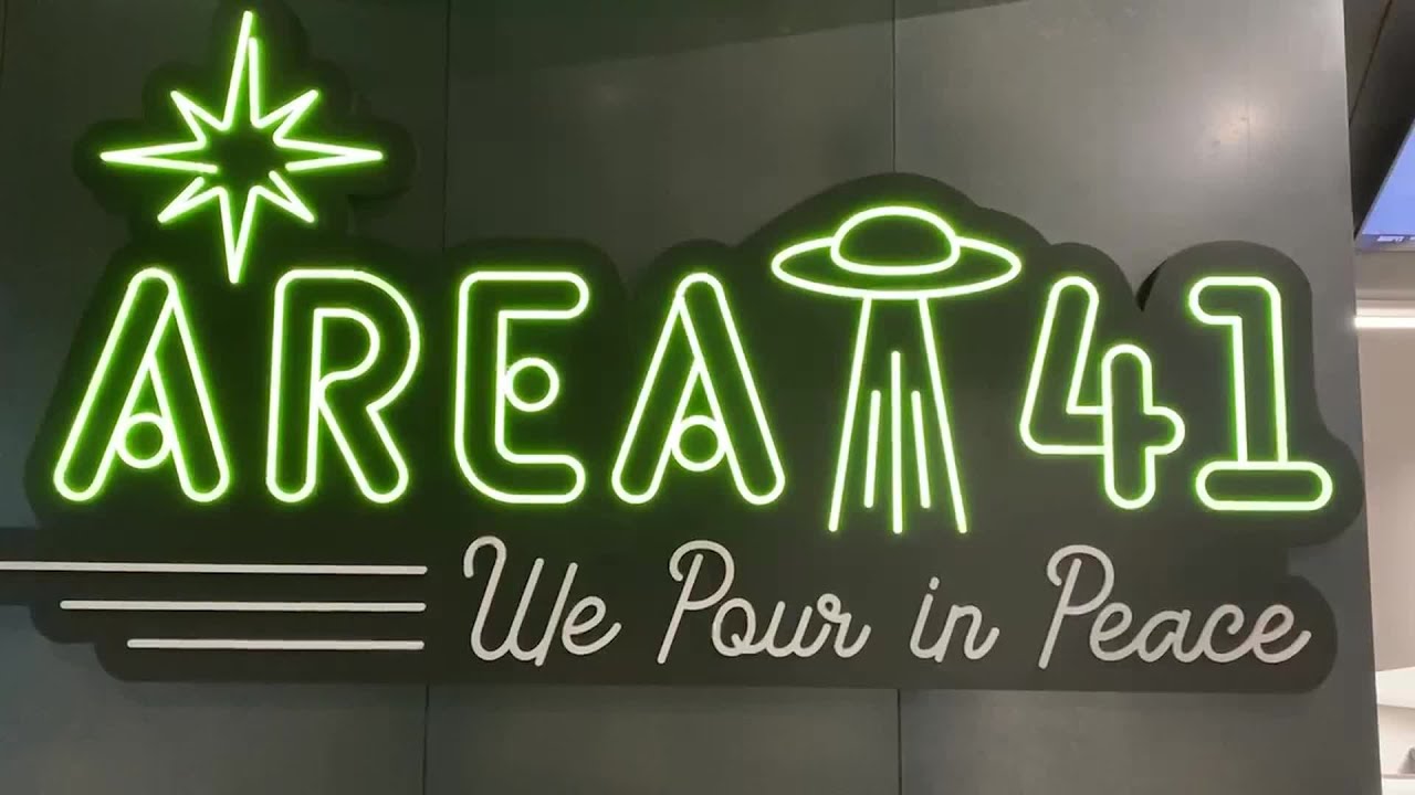 Area 41 bar inside Allegiant Stadium themed after Area 51 - YouTube