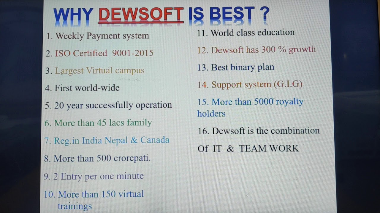 Dewsoft world no:1 System! Why? - YouTube